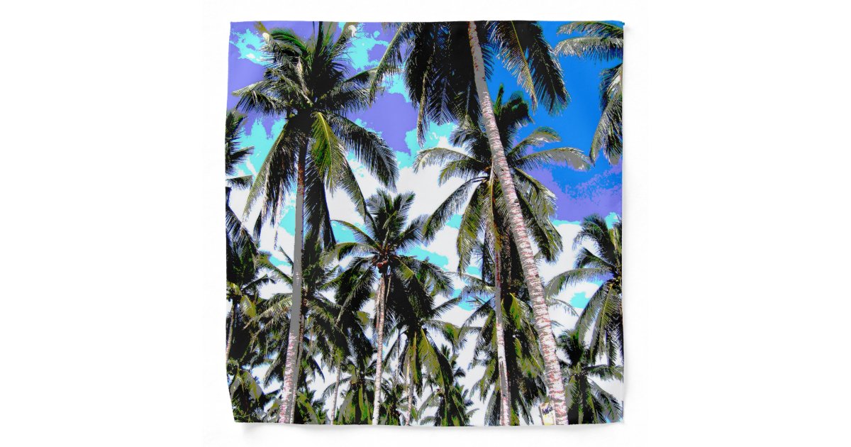 Tropical Palm Trees. Posterised design. Bandana | Zazzle