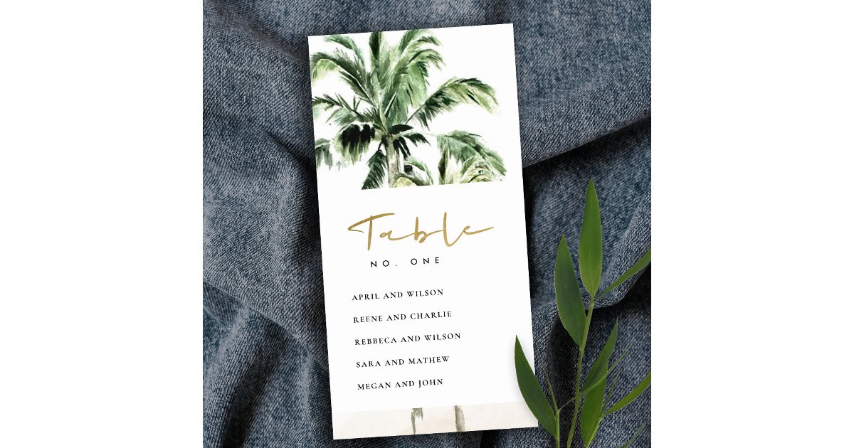 Tropical Palm Trees Seating Chart Table Number | Zazzle
