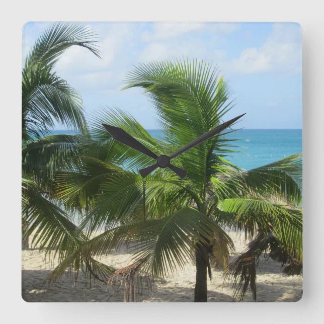 Tropical Palm Trees Square Wall Clock | Zazzle