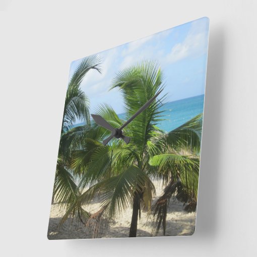 Tropical Palm Trees Square Wall Clock | Zazzle