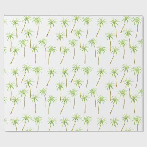 Tropical Palm Trees Watercolor Wrapping Paper | Zazzle