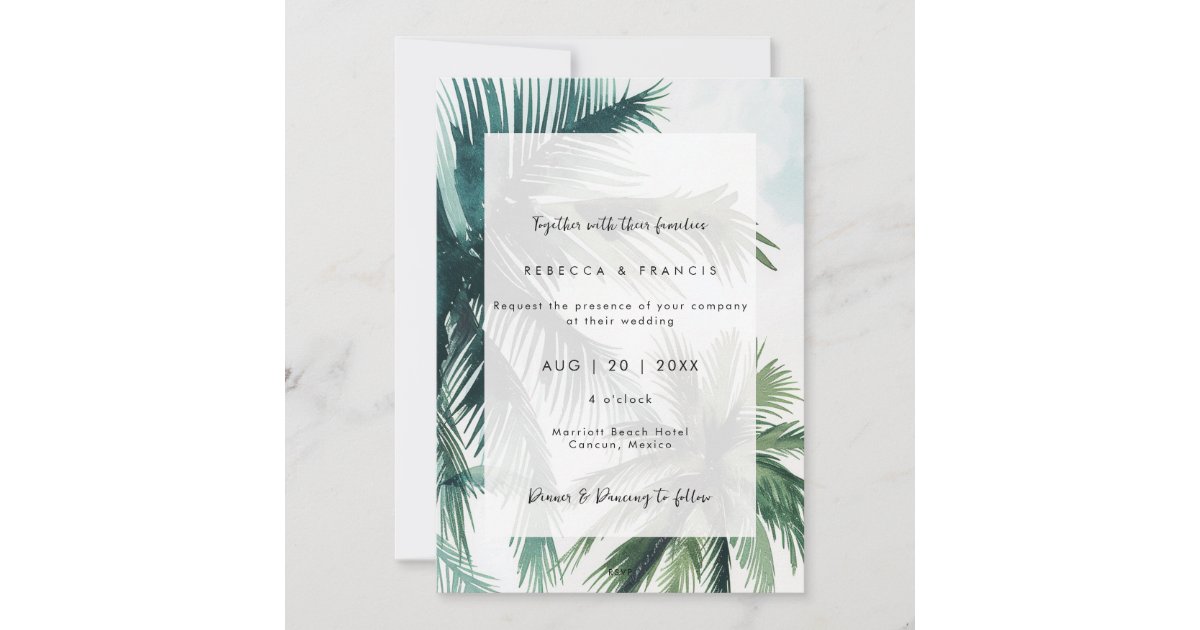 tropical palm trees wedding invitation | Zazzle