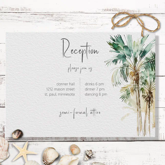 Tropical Palm Trees Wedding Reception Enclosure Card | Zazzle