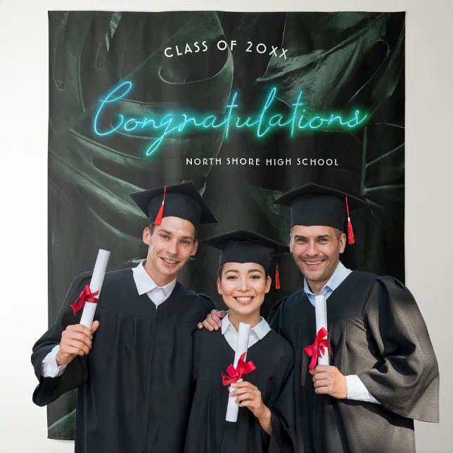 Tropical Palms | Graduation Photo Booth Backdrop | Zazzle