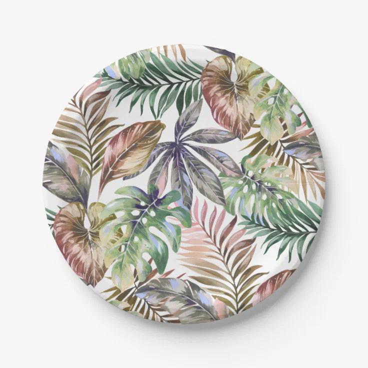 Tropical Paper Plates Tropical Monstera Leaf Decor | Zazzle