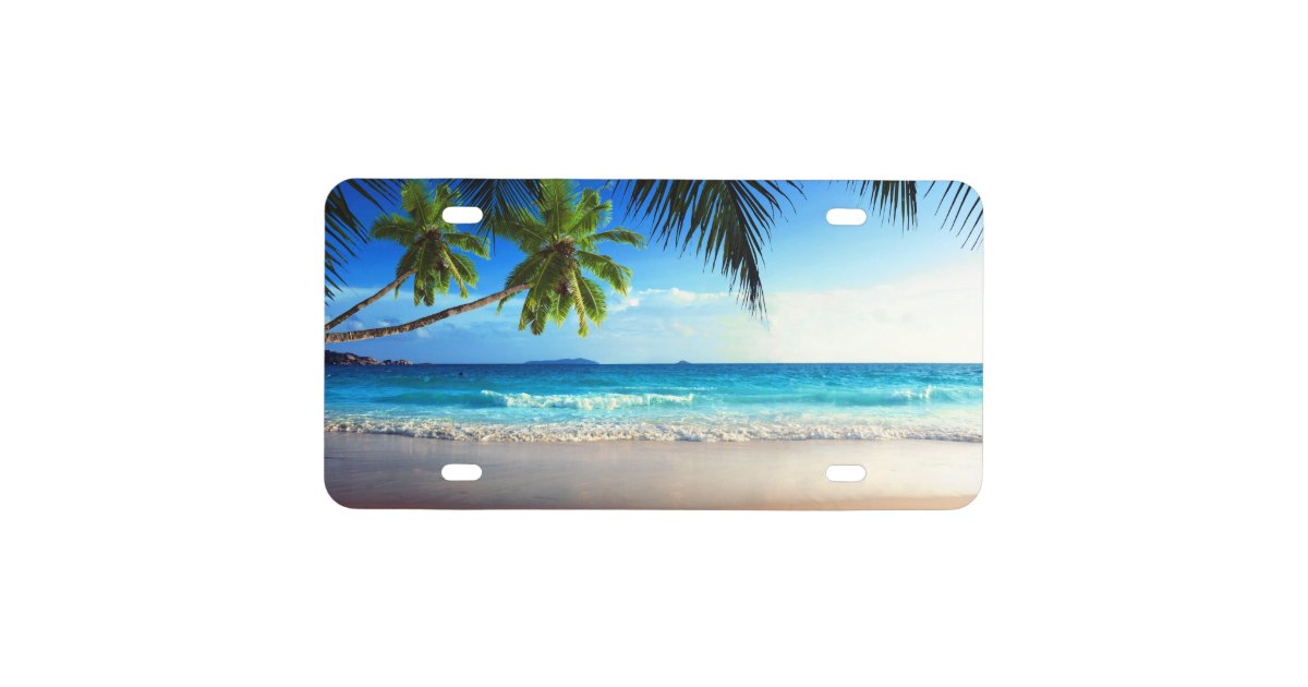 Tropical Paradise Beach License Plate | Zazzle