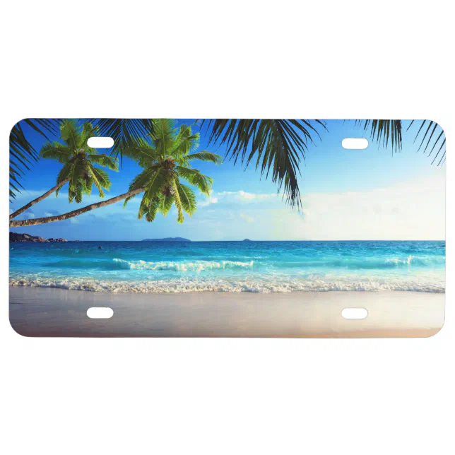 Tropical Paradise Beach License Plate | Zazzle