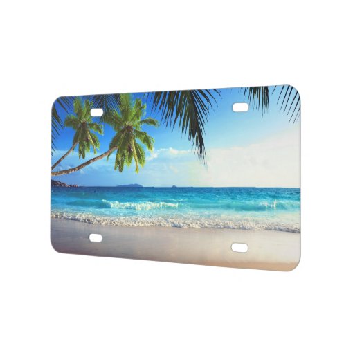Tropical Paradise Beach License Plate | Zazzle