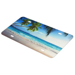 Tropical Paradise Beach License Plate | Zazzle