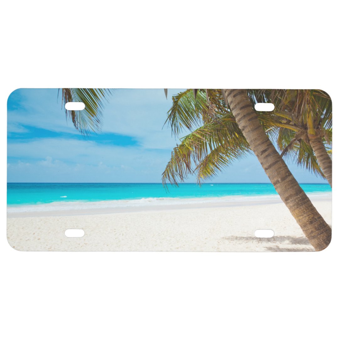 Tropical Paradise Beach License Plate | Zazzle