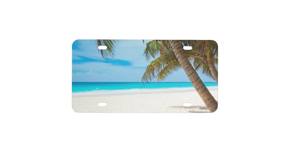 Tropical Paradise Beach License Plate | Zazzle