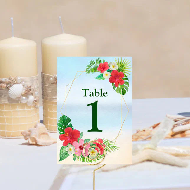 Tropical Paradise Floral Wedding Table Number | Zazzle