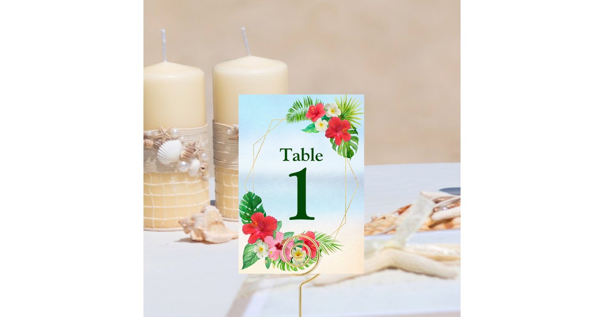 Tropical Paradise Floral Wedding Table Number | Zazzle