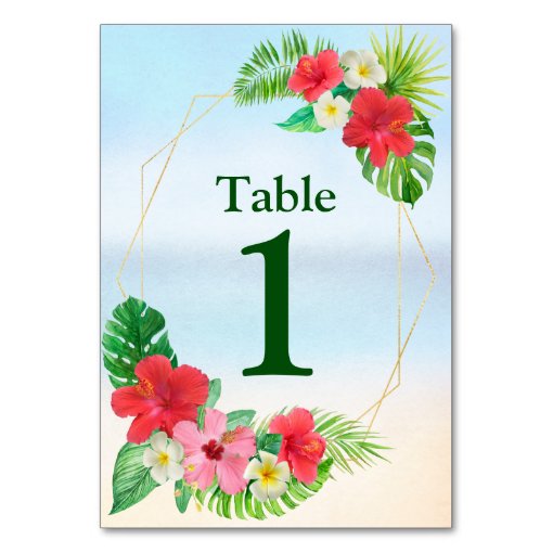 Tropical Paradise Floral Wedding Table Number | Zazzle
