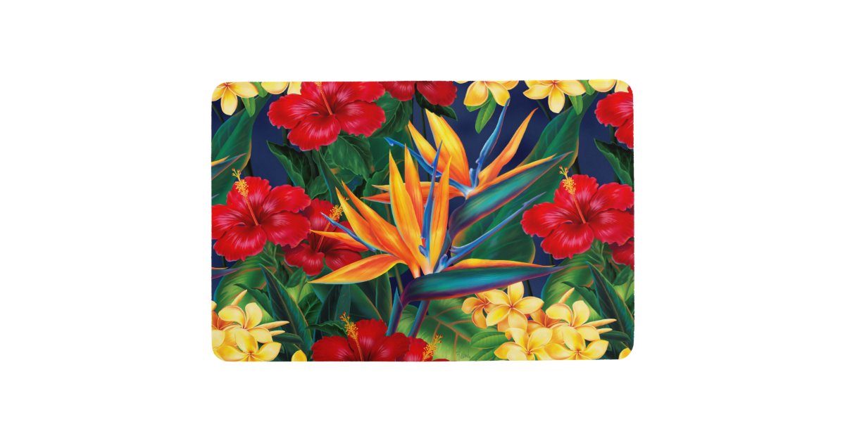 Tropical Paradise Hawaiian Floral Beach House Floor Mat | Zazzle