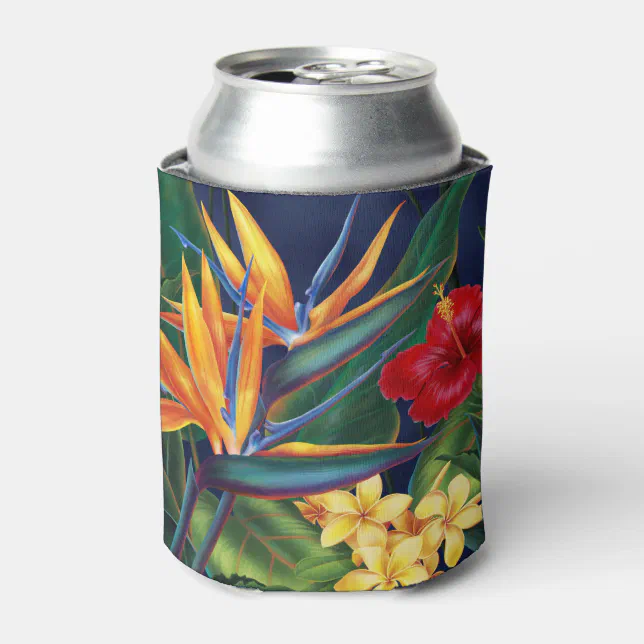 Tropical Paradise Hawaiian Floral Can Cooler | Zazzle