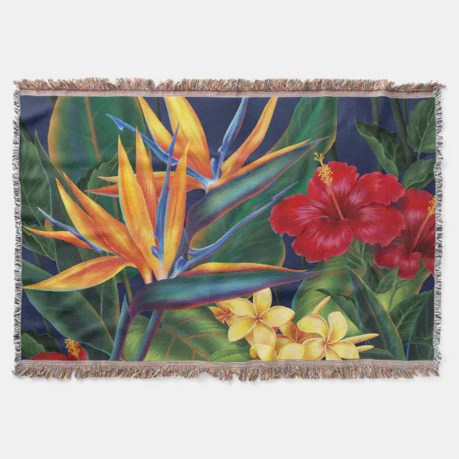 Tropical Paradise Hawaiian Floral Throw Blanket | Zazzle