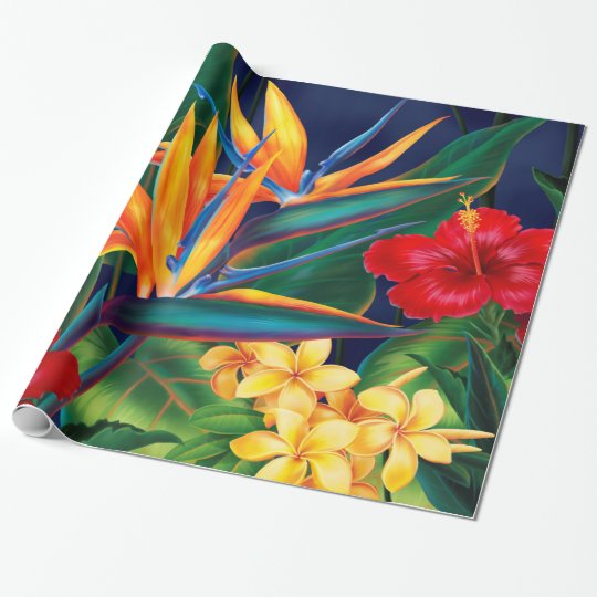 Tropical Paradise Hawaiian Floral Wrapping Paper | Zazzle.com