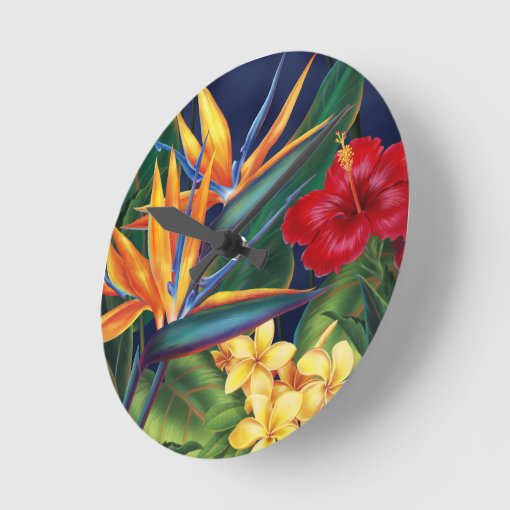 Tropical Paradise Hawaiian Wall Clocks | Zazzle