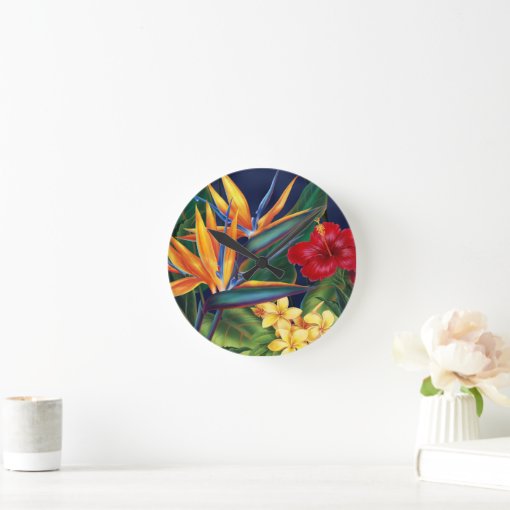 Tropical Paradise Hawaiian Wall Clocks | Zazzle