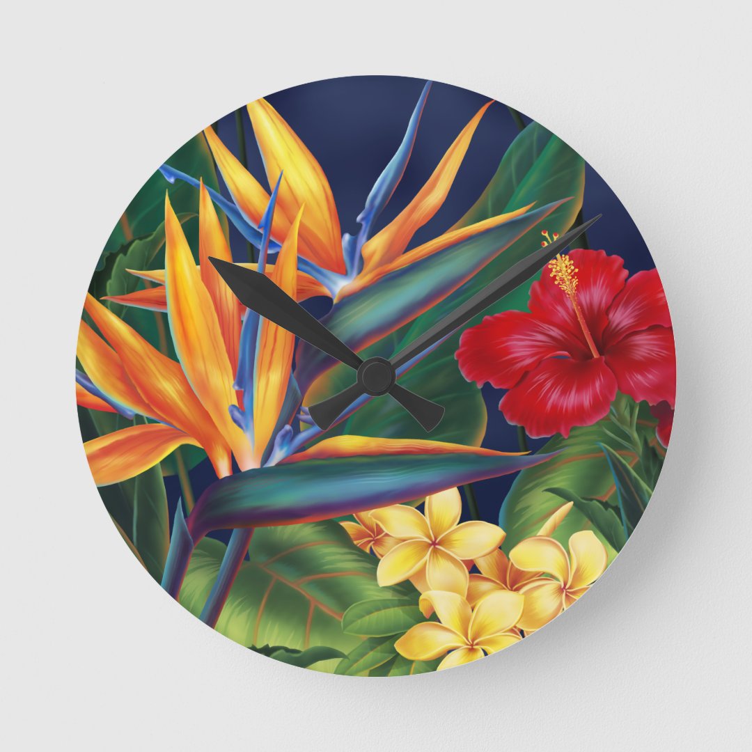 Tropical Paradise Hawaiian Wall Clocks | Zazzle