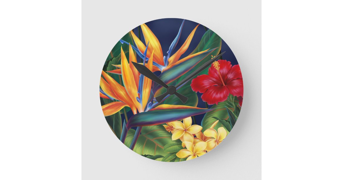 Tropical Paradise Hawaiian Wall Clocks | Zazzle