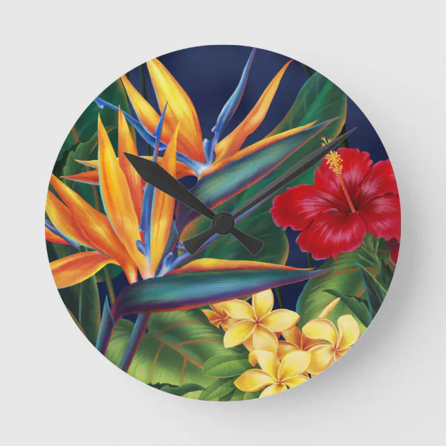 Tropical Paradise Hawaiian Wall Clocks | Zazzle