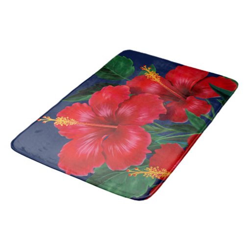 Tropical Paradise Hibiscus Hawaiian Bath Mat | Zazzle