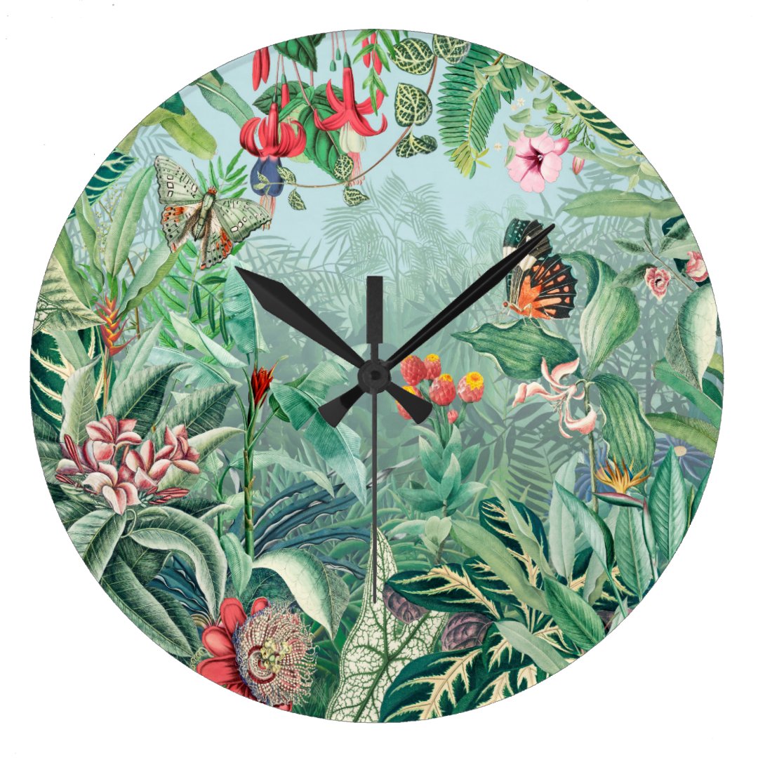 Tropical Paradise Large Clock | Zazzle