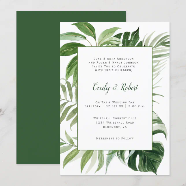 Tropical Paradise Lush Botanicals Wedding | Invitation | Zazzle