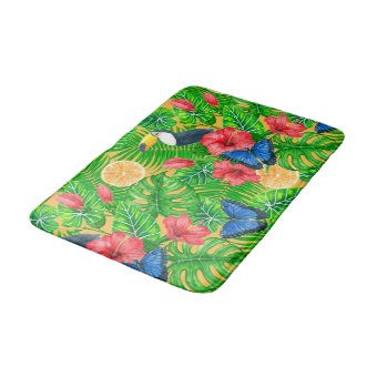 Tropical pattern bath mat | Zazzle