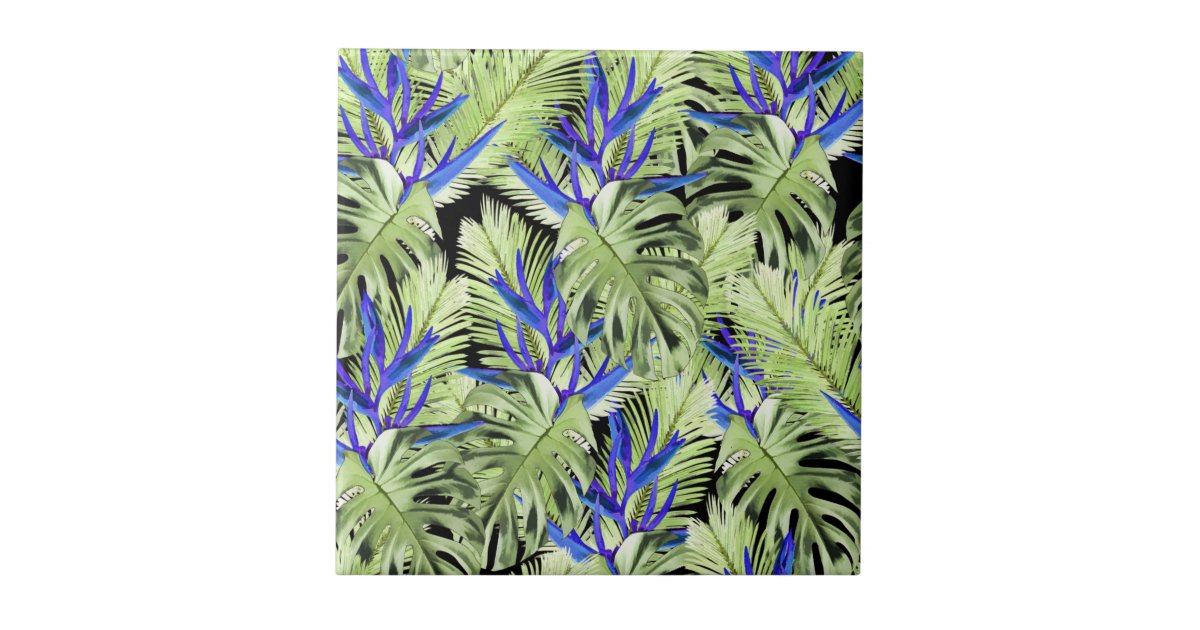 Tropical pattern ceramic tile | Zazzle