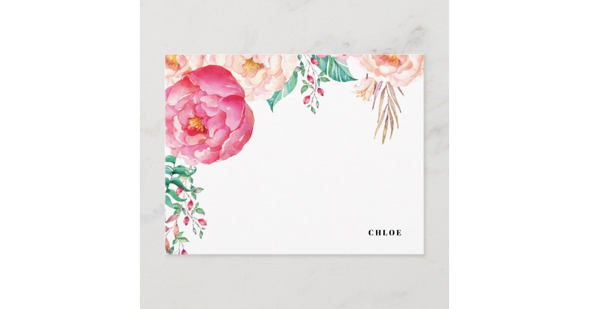 Tropical Peony Garden | Personalized Stationery Note Card | Zazzle.com