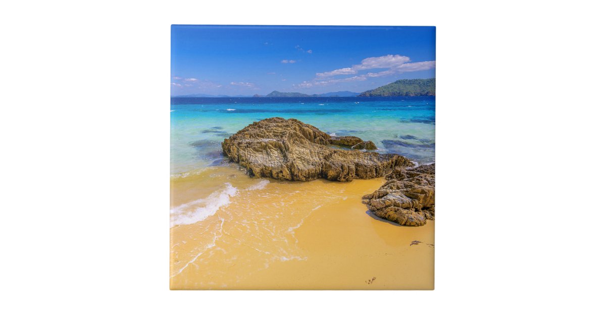 Tropical Philippines Sandy Beach Island Ceramic Tile | Zazzle