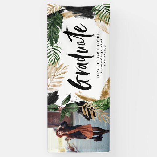 Tropical photo graduation modern script banner | Zazzle