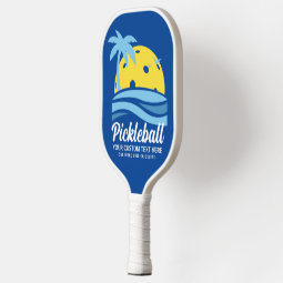 Tropical Pickleball Sun Palm Trees Add Custom Text Pickleball Paddle ...
