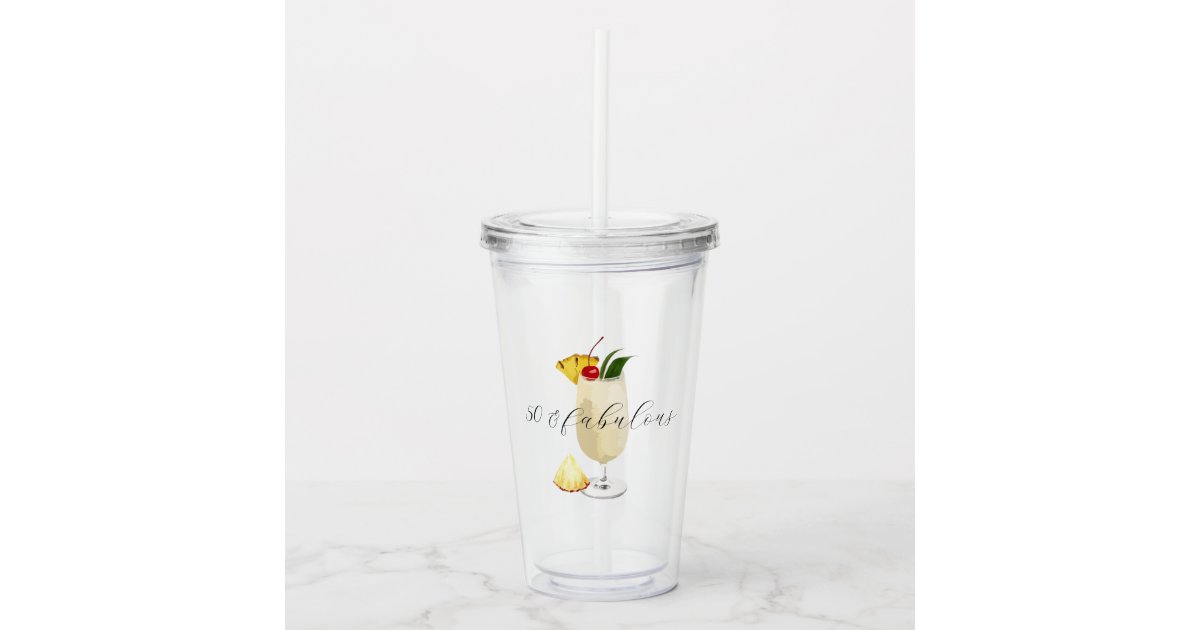 Tropical Pina Colada Cocktail Birthday Party Acrylic Tumbler | Zazzle