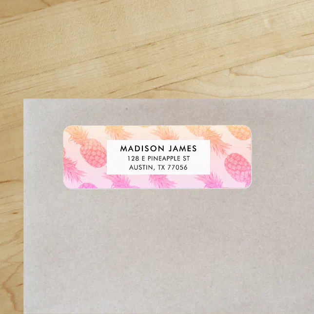 Tropical Pineapple Pattern Custom Return Address Label | Zazzle