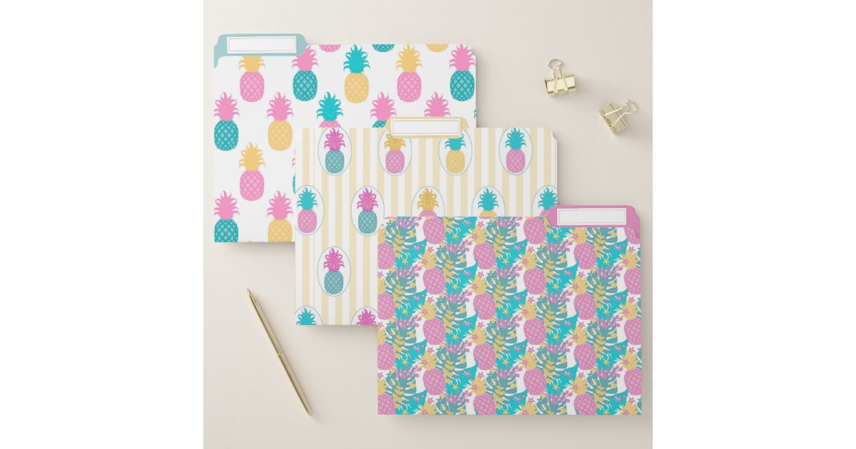 Tropical Pineapple Pattern File Folder | Zazzle