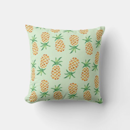 Tropical Pineapple Pattern Print Throw Pillow | Zazzle