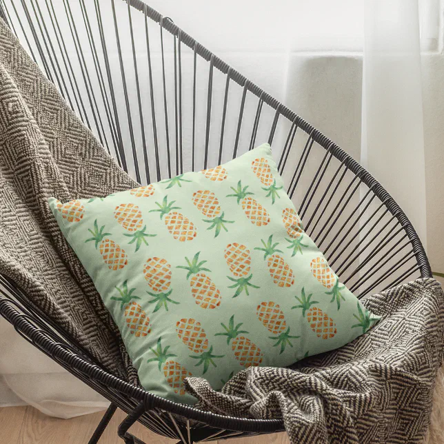 Tropical Pineapple Pattern Print Throw Pillow | Zazzle