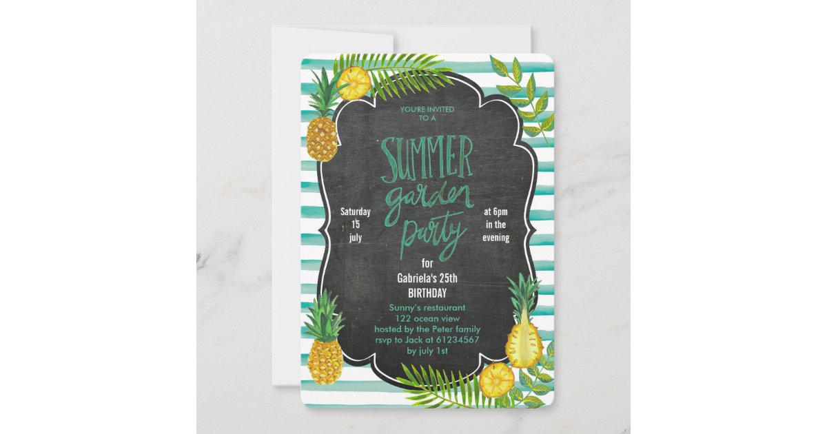 Tropical Pineapple | Summer Luau Party Invitation | Zazzle