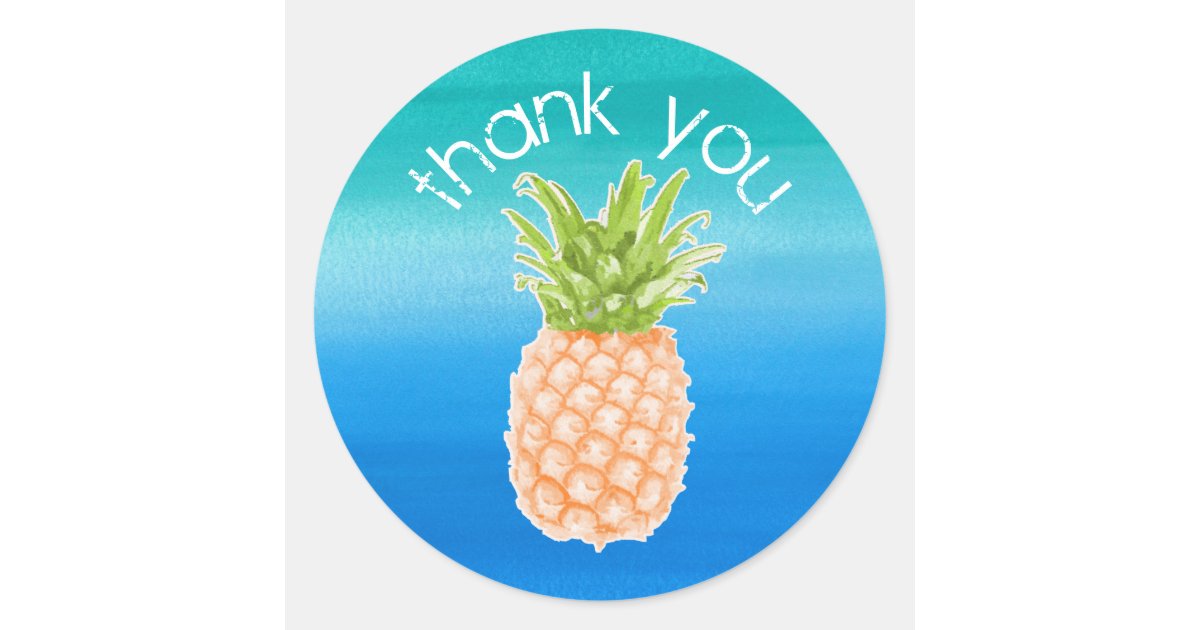 Tropical Pineapple Thank You Favor Sticker | Zazzle