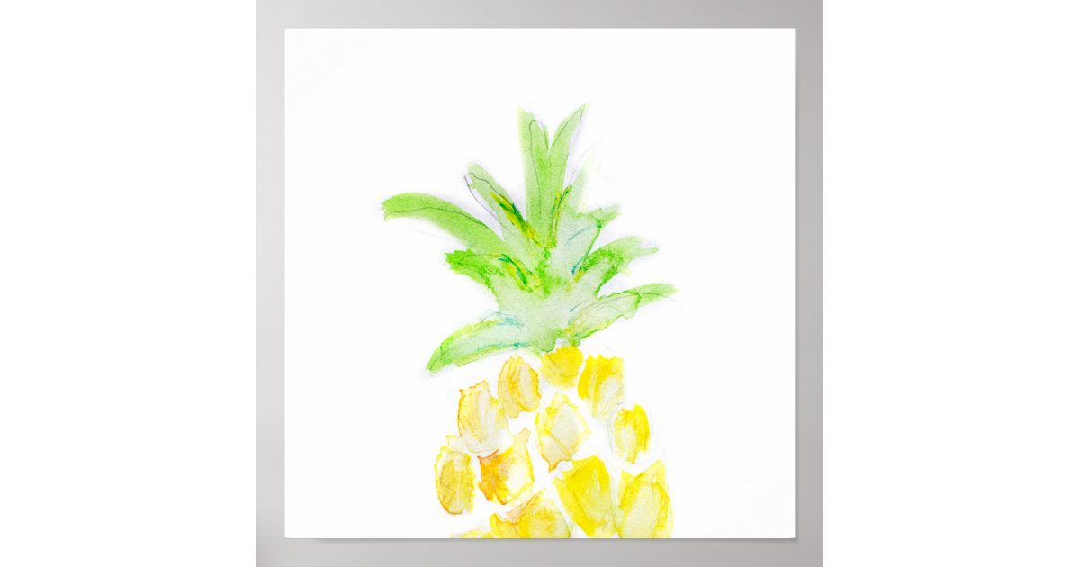 Tropical Pineapple Watercolor painting Poster | Zazzle