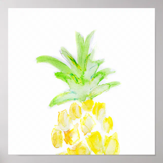 Tropical Pineapple Watercolor painting Poster | Zazzle