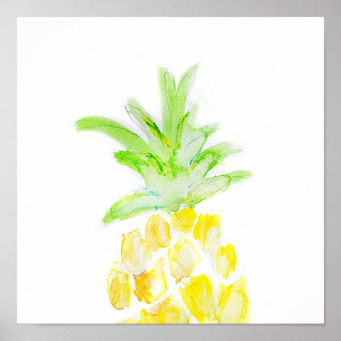 Tropical Pineapple Watercolor painting Poster | Zazzle.com
