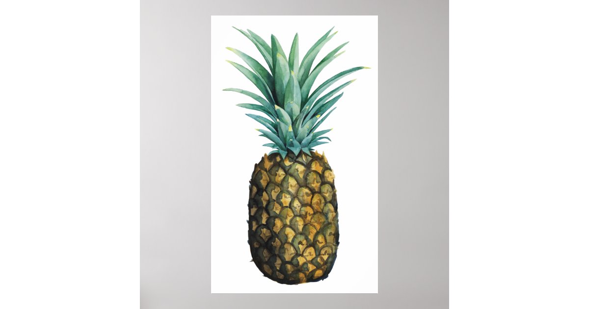 Tropical Pineapple Watercolor Poster | Zazzle