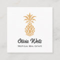 Tropical Pineapple White and Gold Calling Card | Zazzle