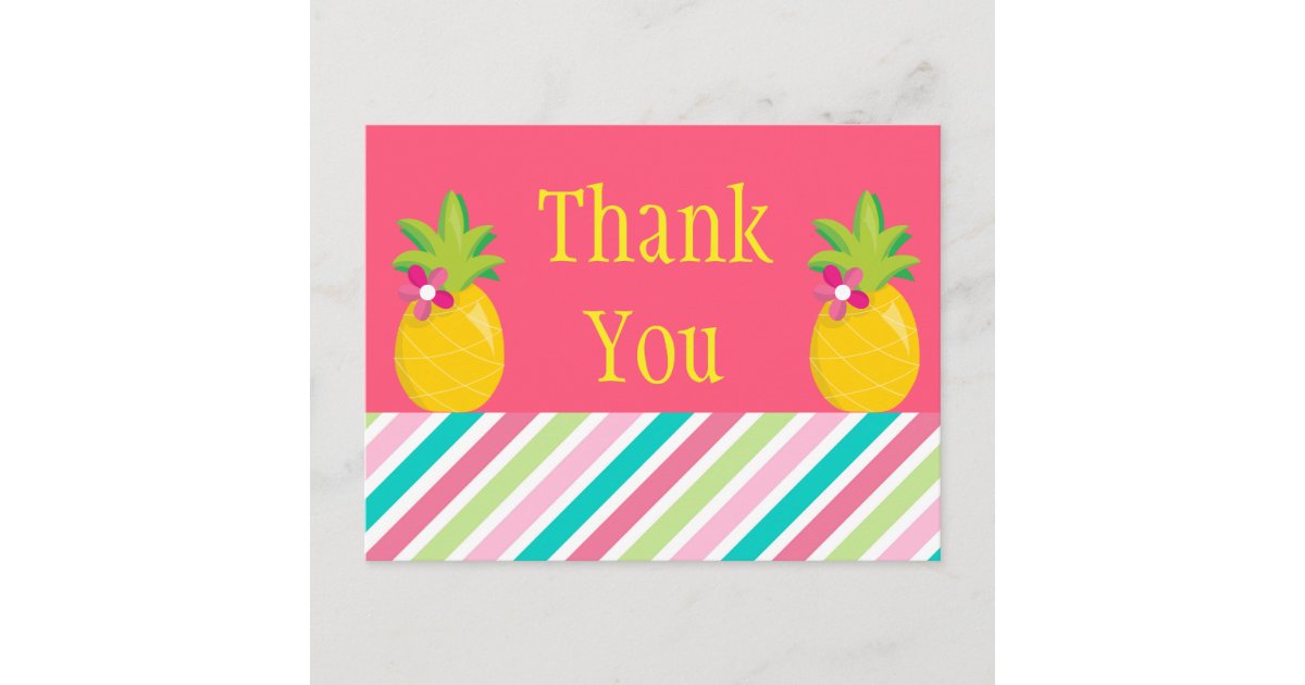 Tropical Pineapples Thank You Postcard | Zazzle
