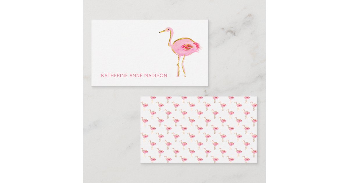 Tropical Pink and Gold Flamingos Note Card | Zazzle
